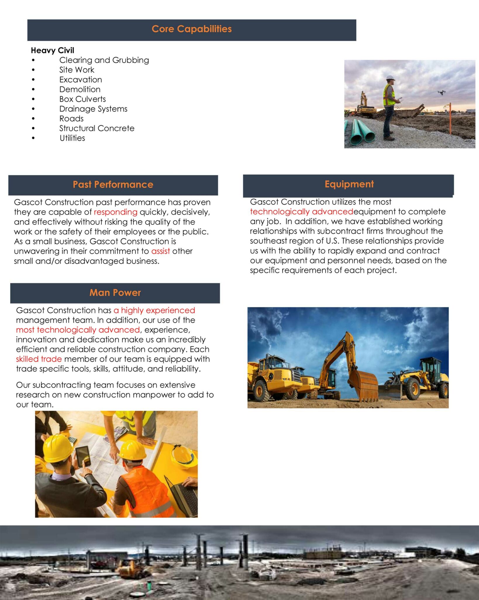 Capabilities – GASCOT CONSTRUCTION, LLC